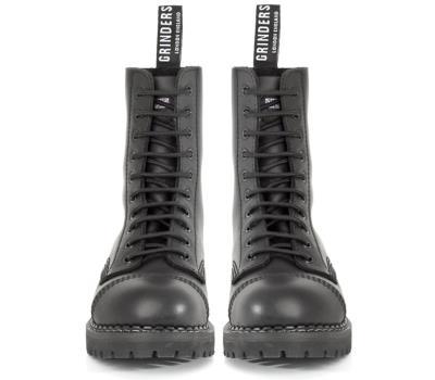 Grinders - Attitude (black Waxy Leather)(10 Eyelet)