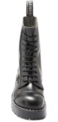 Grinders - Bulldog X Black Smooth Leather Boot (10 Eyelet)