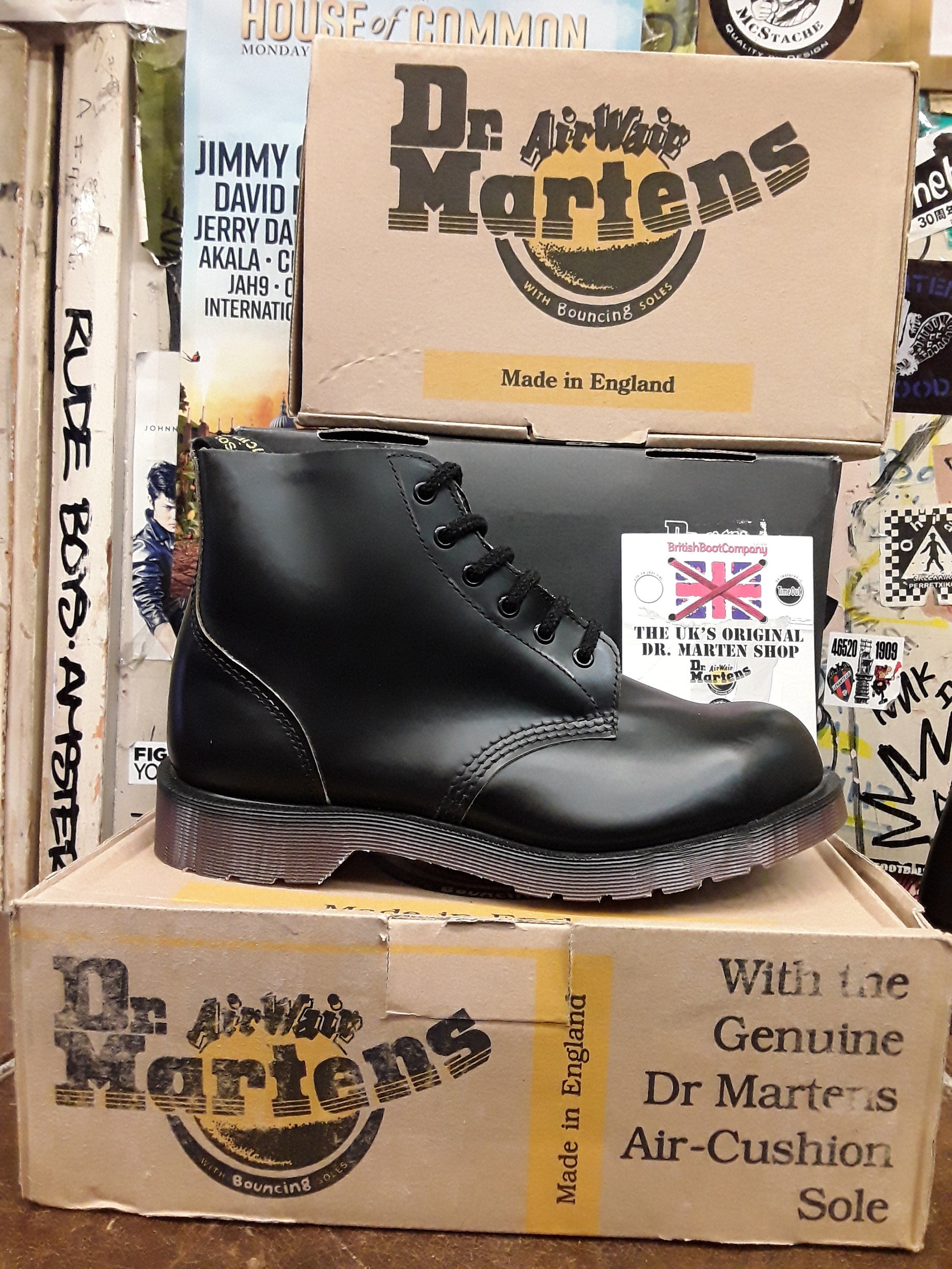 Dr Martens 7711 Black steel toe 6 Hole Steel Boot Made In England ...