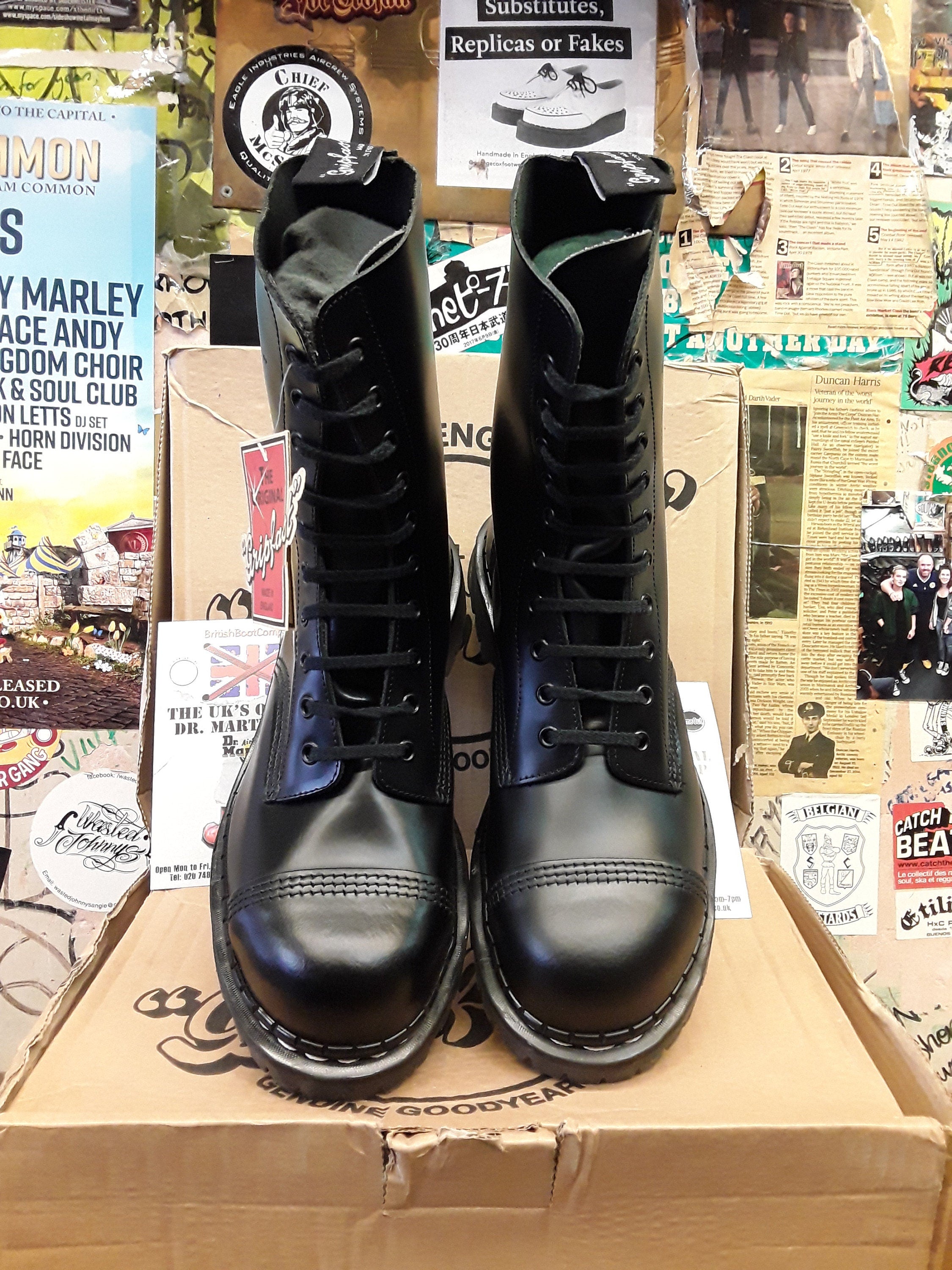 GRIPFAST Vintage 90's, 10 hole Steel Toe, Men's Black boots, Commando ...