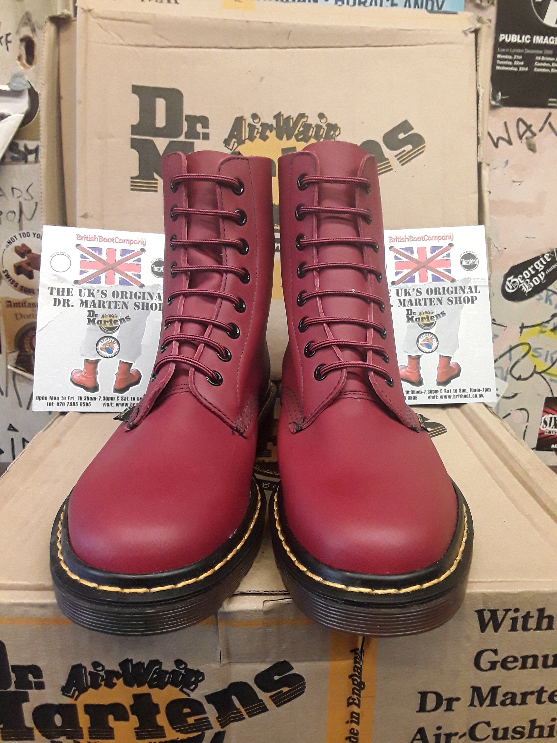 Dr Martens 1460 Vintage 90's, Size UK5, Made in England, Cherry Waxy Boots, Womens Boots, 8 eye ...