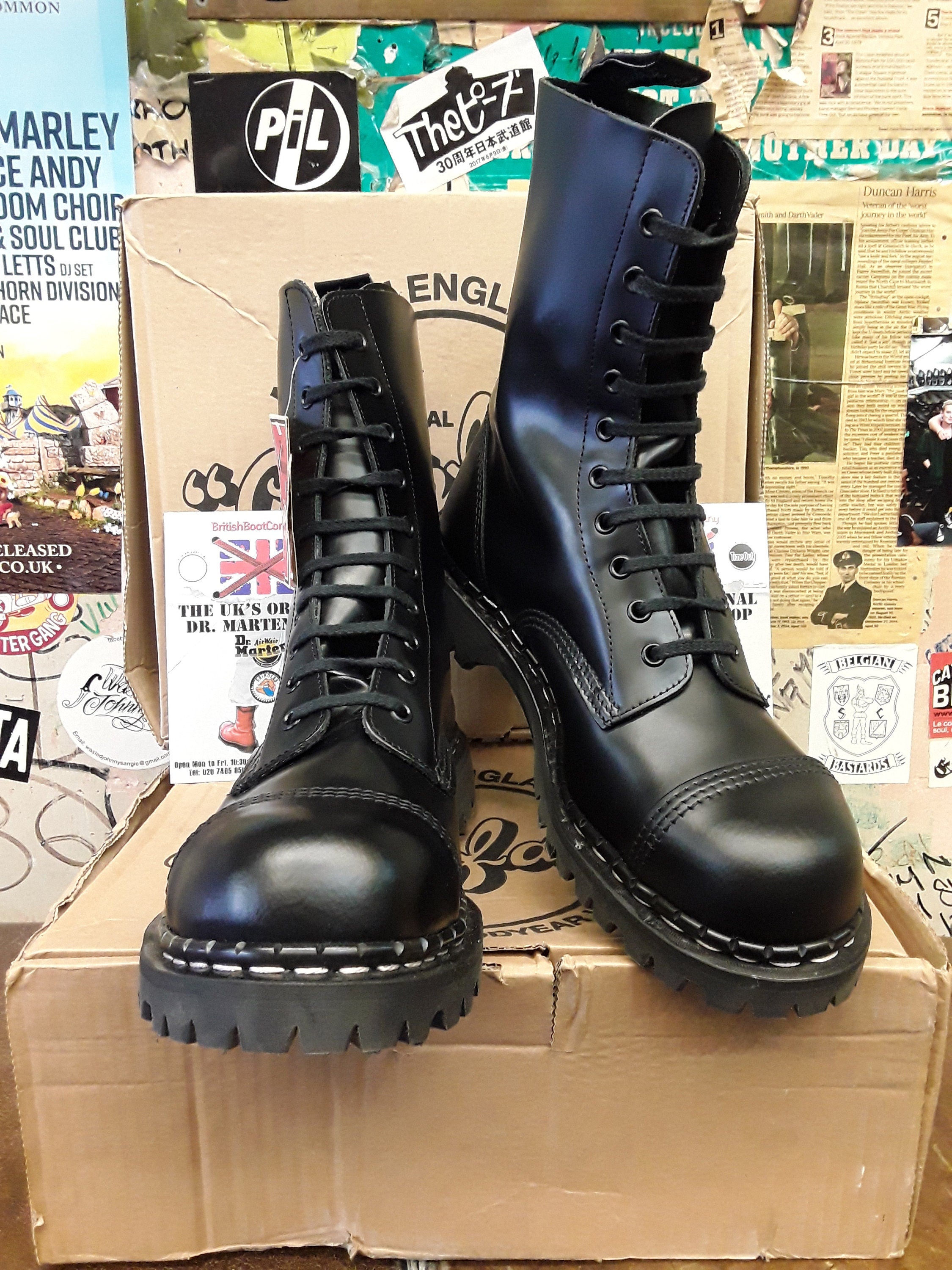 GRIPFAST Vintage 90's, 10 hole Steel Toe, Men's Black boots, Commando ...
