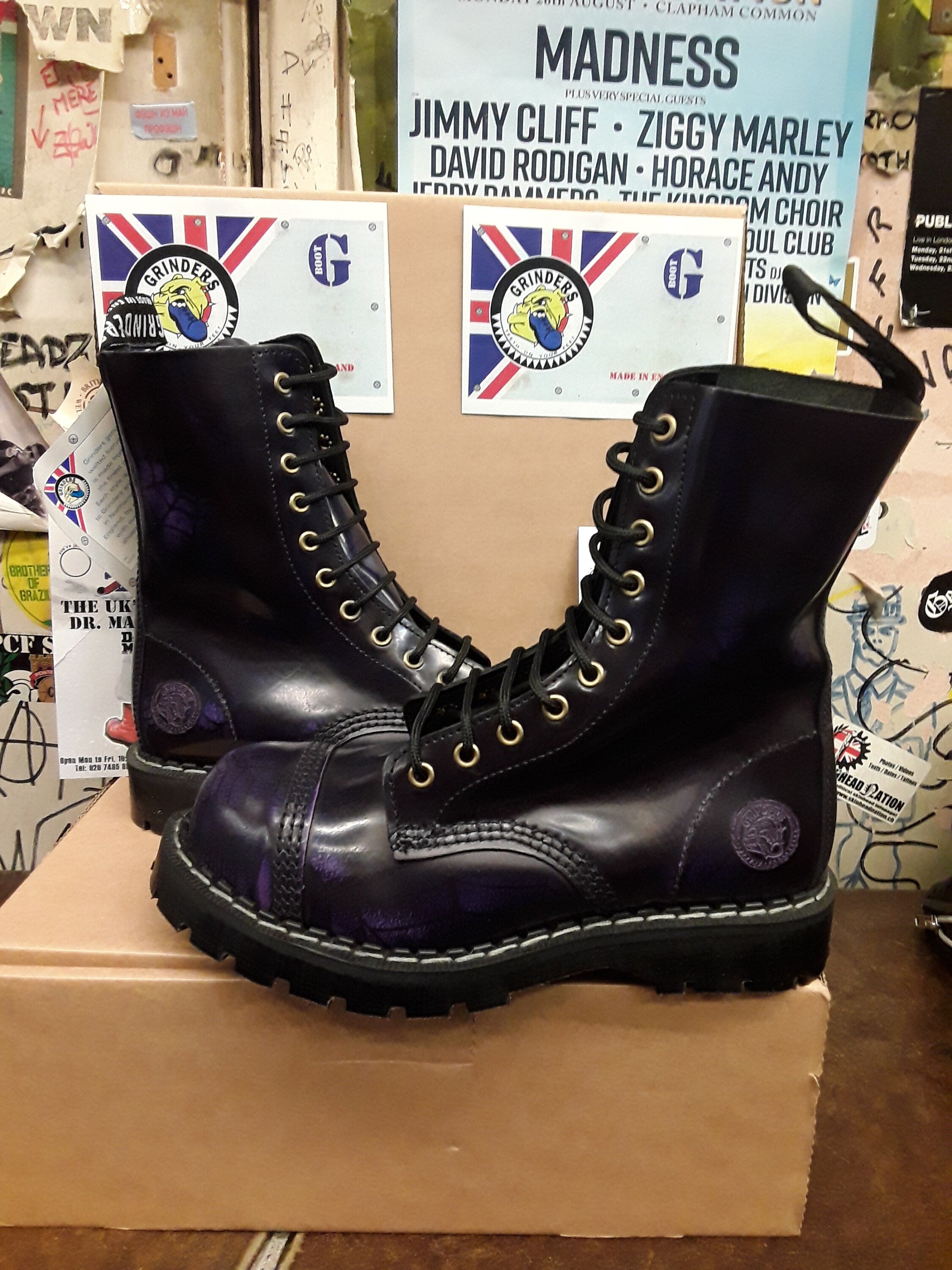 Grinders Stag Purple Spider 10 Hole Made in England Sizes 3 and 5