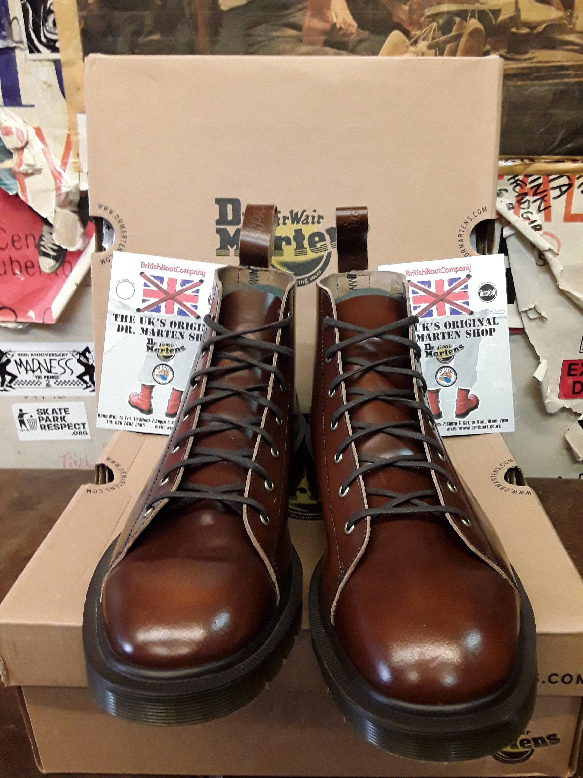 Dr Martens Les Monkey Boots, Made in England, Brown Polished Leather, 7 ...