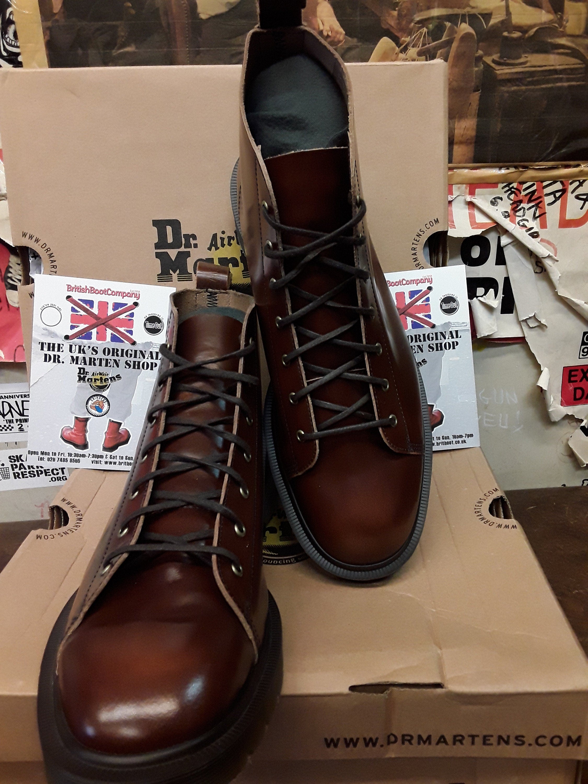 Dr Martens Les Monkey Boots, Made in England, Brown Polished Leather, 7 ...