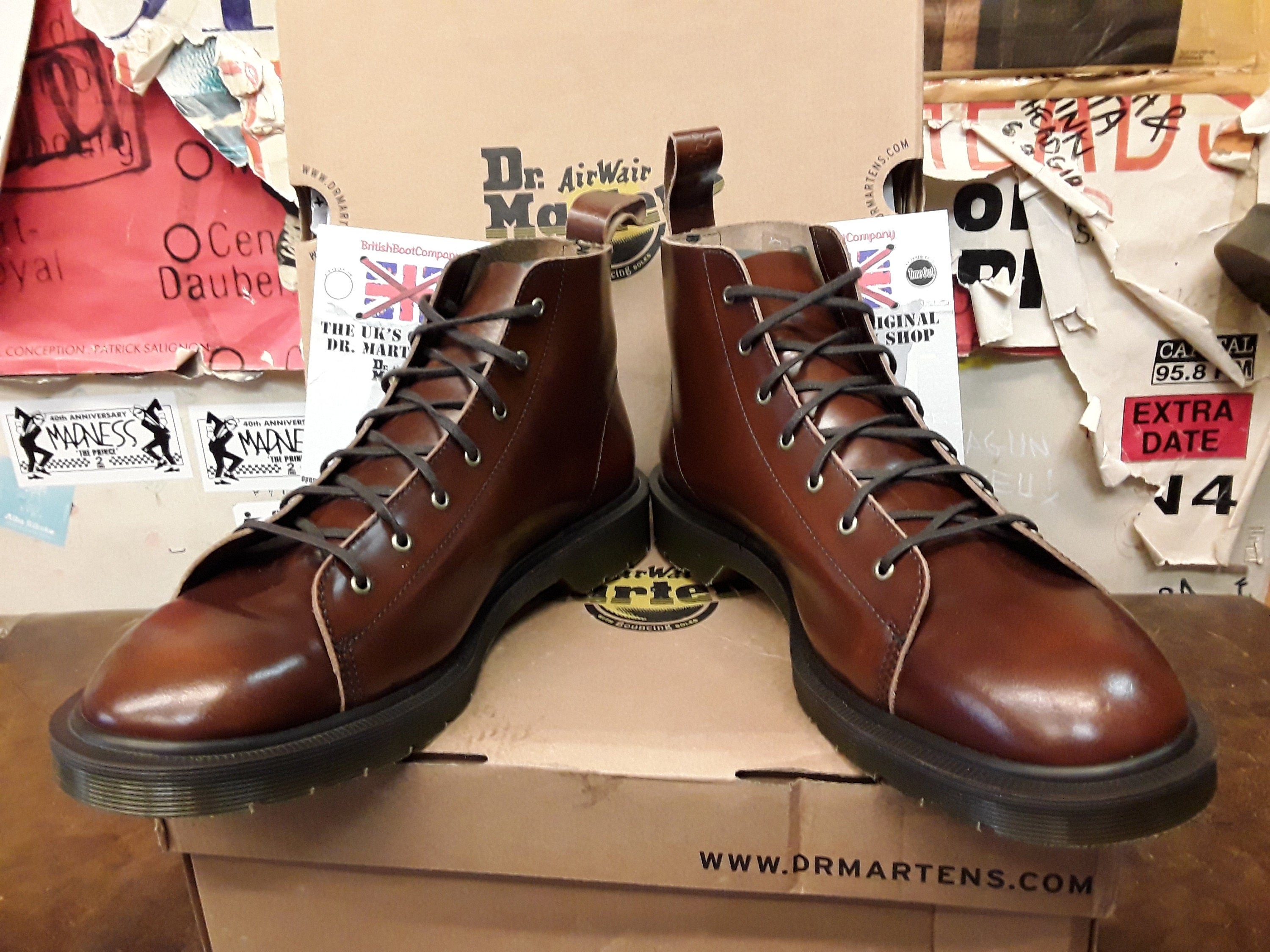 Dr Martens Les Monkey Boots, Made in England, Brown Polished Leather, 7 ...