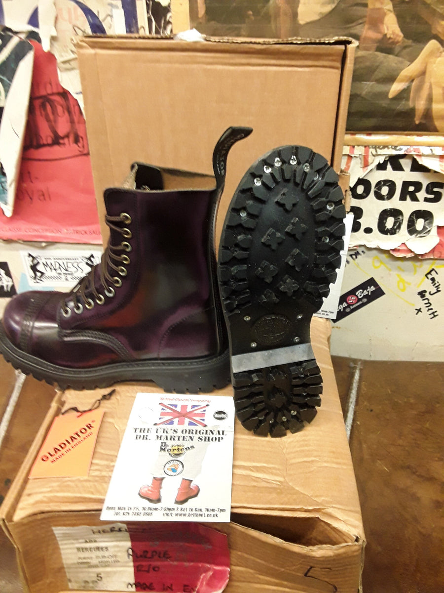 Gladiator Hercules Purple Rub Off Leather, 11 Hole, Made in England