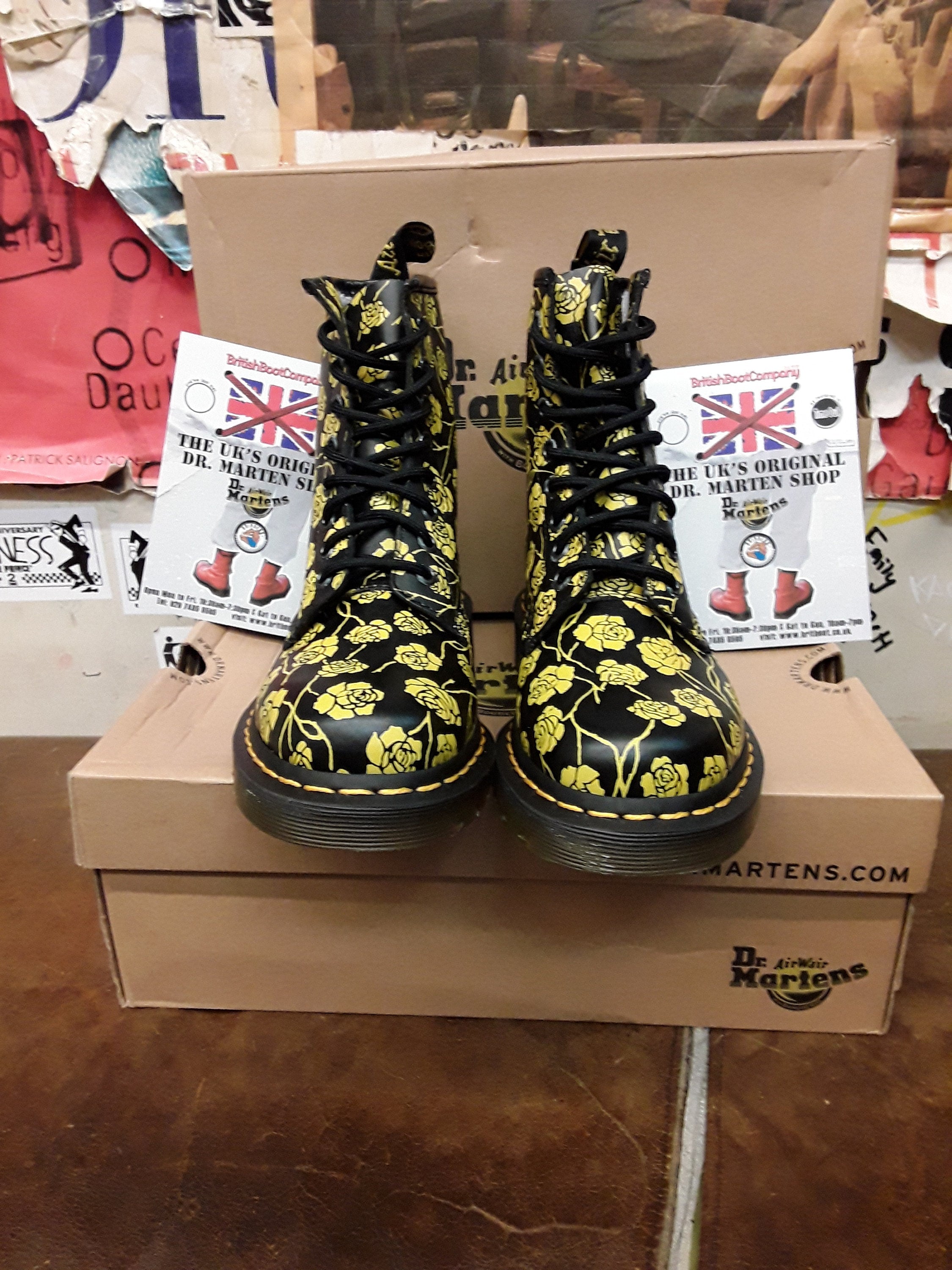 Dr Martena 1460, Limited Edition, Patterned Boots, Black and Yellow ...