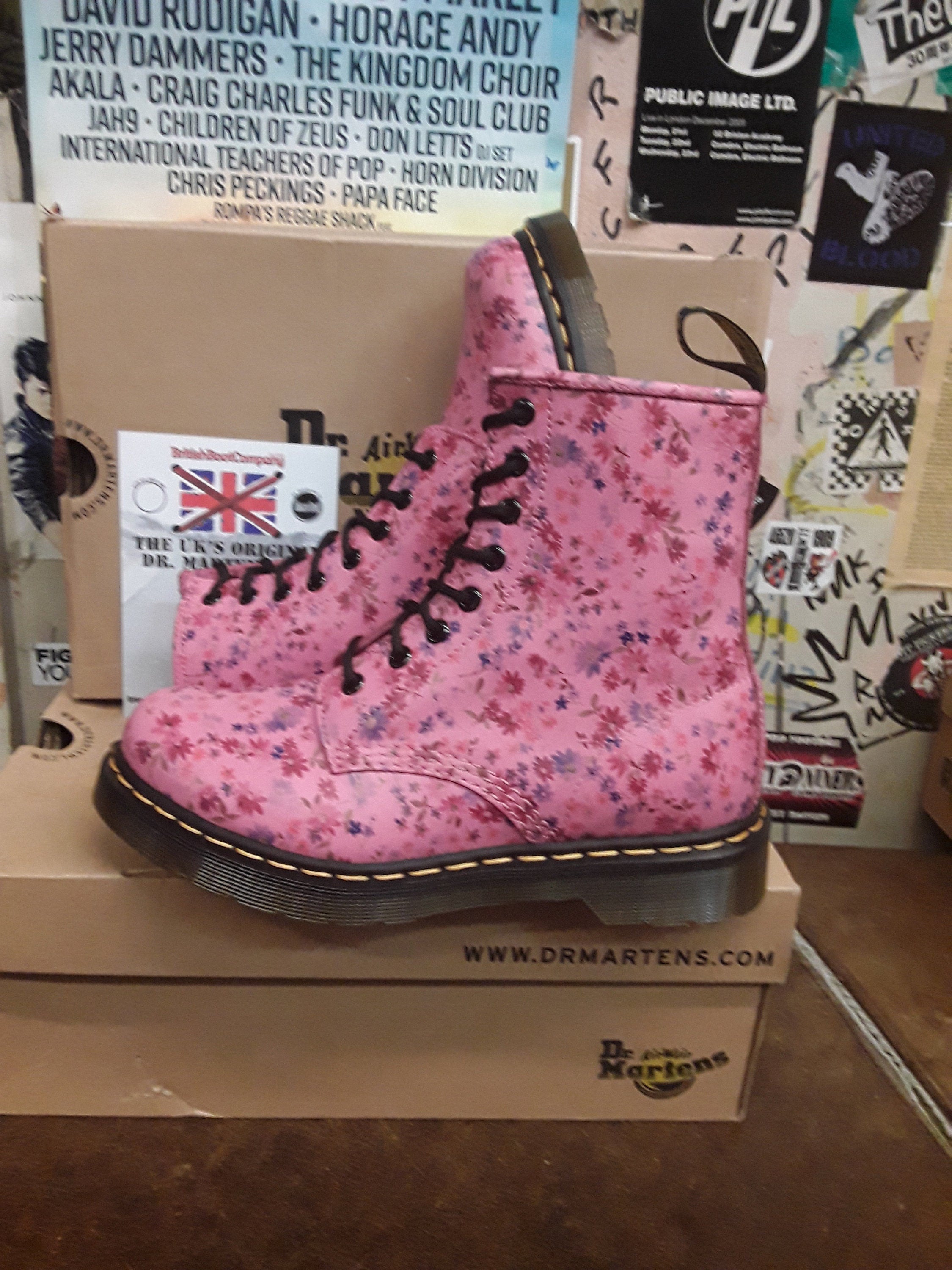 Dr Martens 1460, Pink Nappa Leather, Acid Pink Flowers, Leather Ankle ...