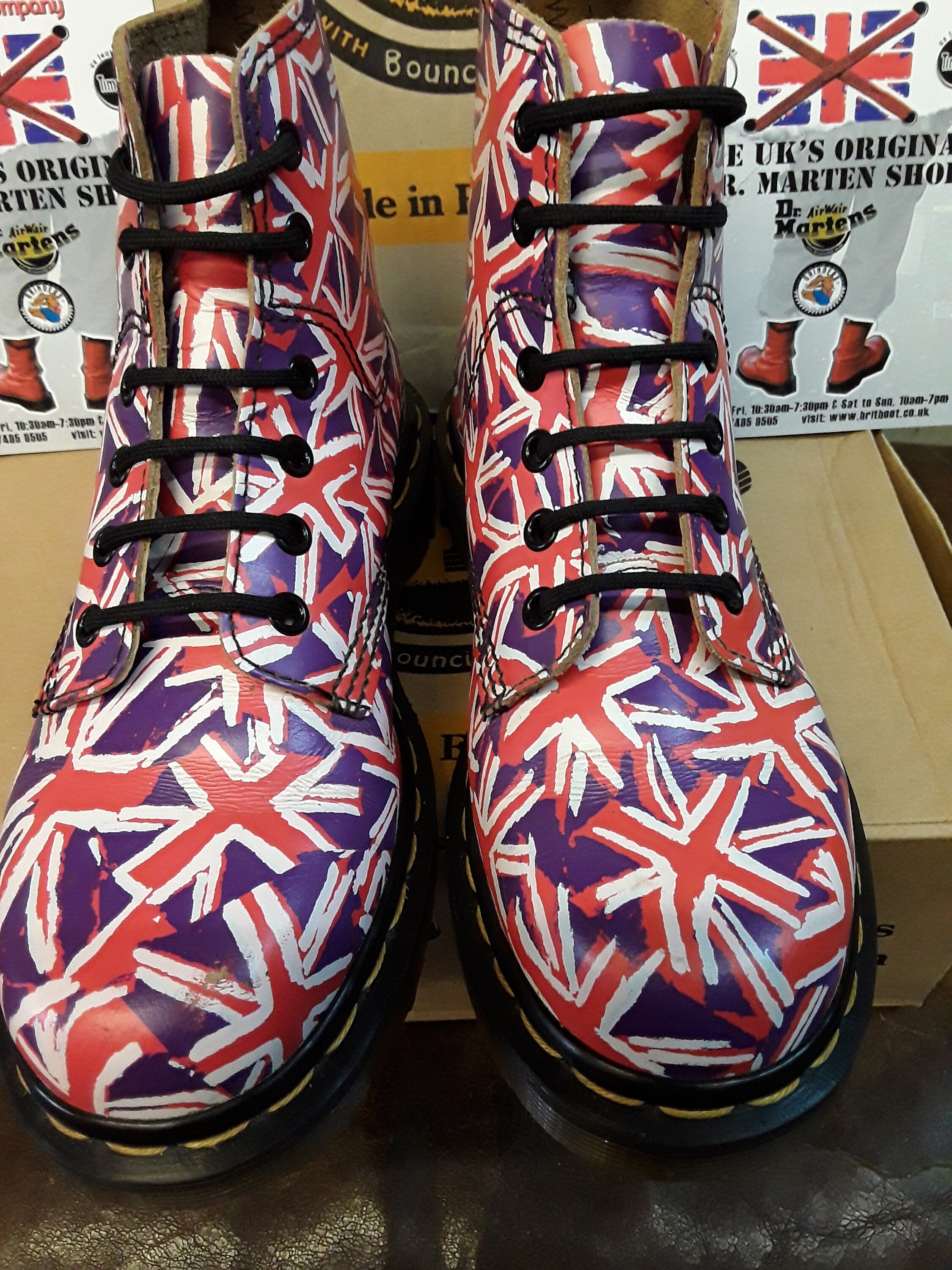 Dr Martens Vintage Union Jack flag design 6 hole boot, Made in England ...