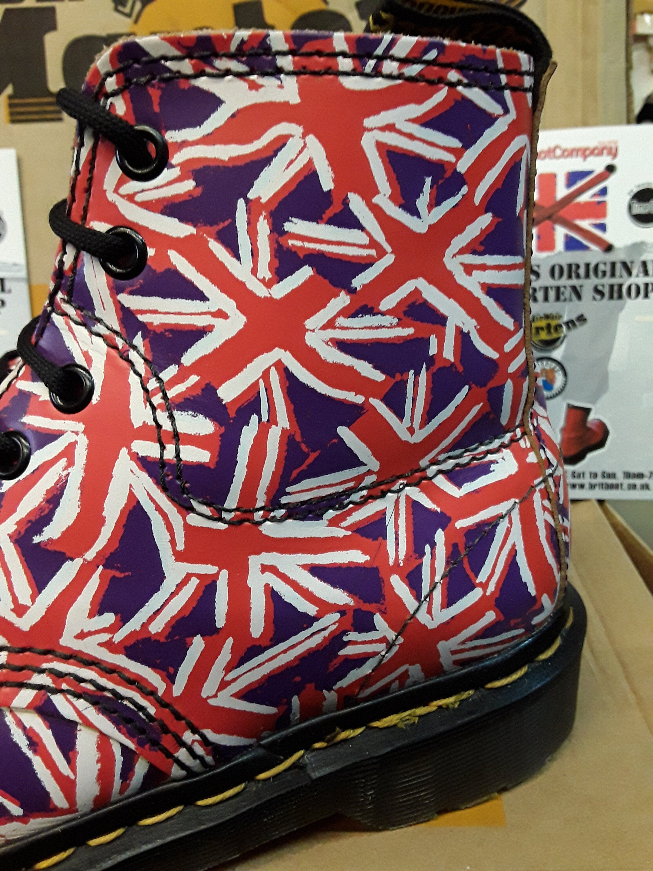 Dr Martens Vintage Union Jack flag design 6 hole boot, Made in England ...