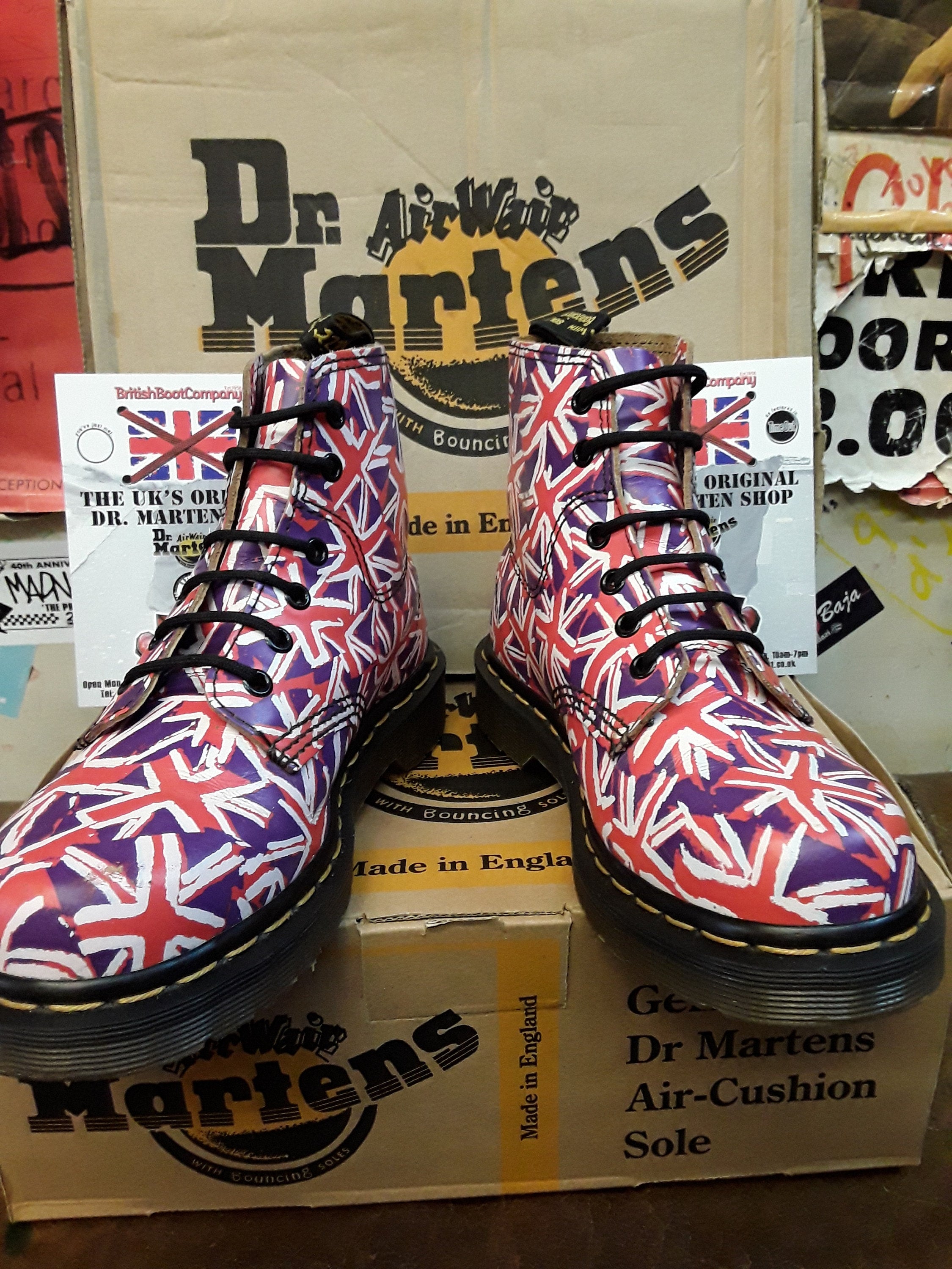 Dr Martens Vintage Union Jack flag design 6 hole boot, Made in England ...