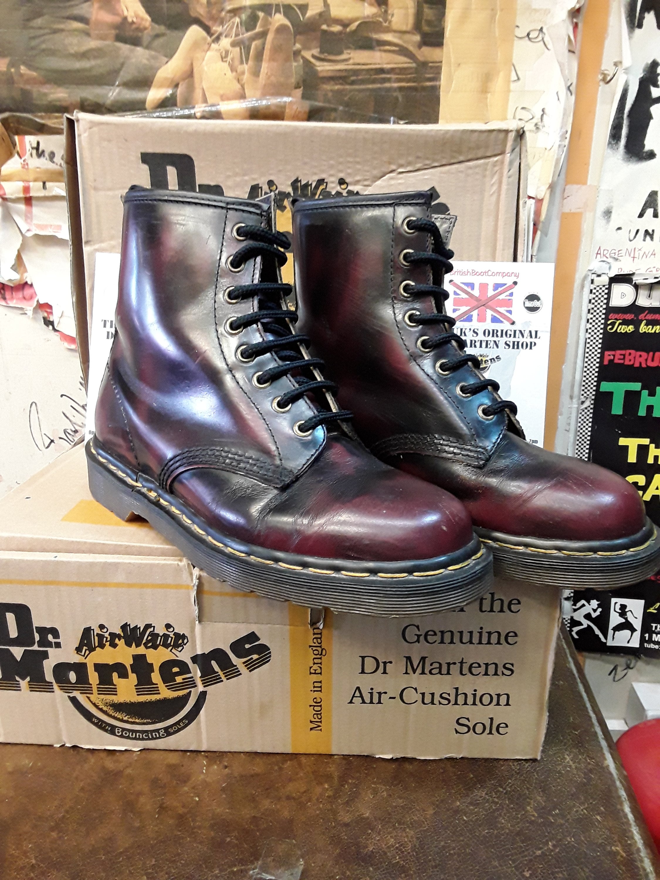 Dr Martens 1460 Vintage 90's, Size UK6, Made in England, Claret Rub Off, Womens Ankle Boots ...