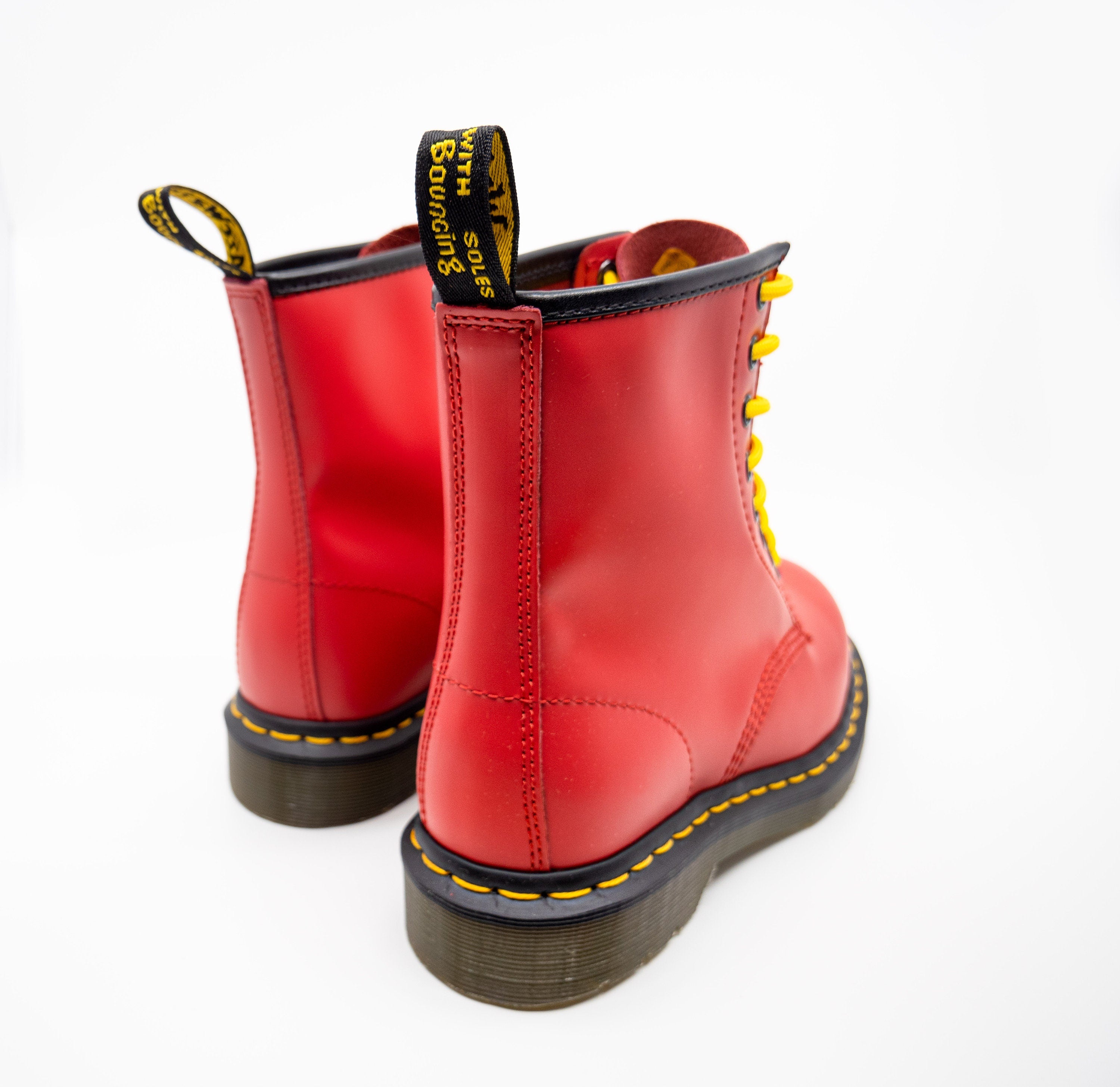 Dr Martens Ankle Boots / Red Winter Boots / Womens Leather Boots