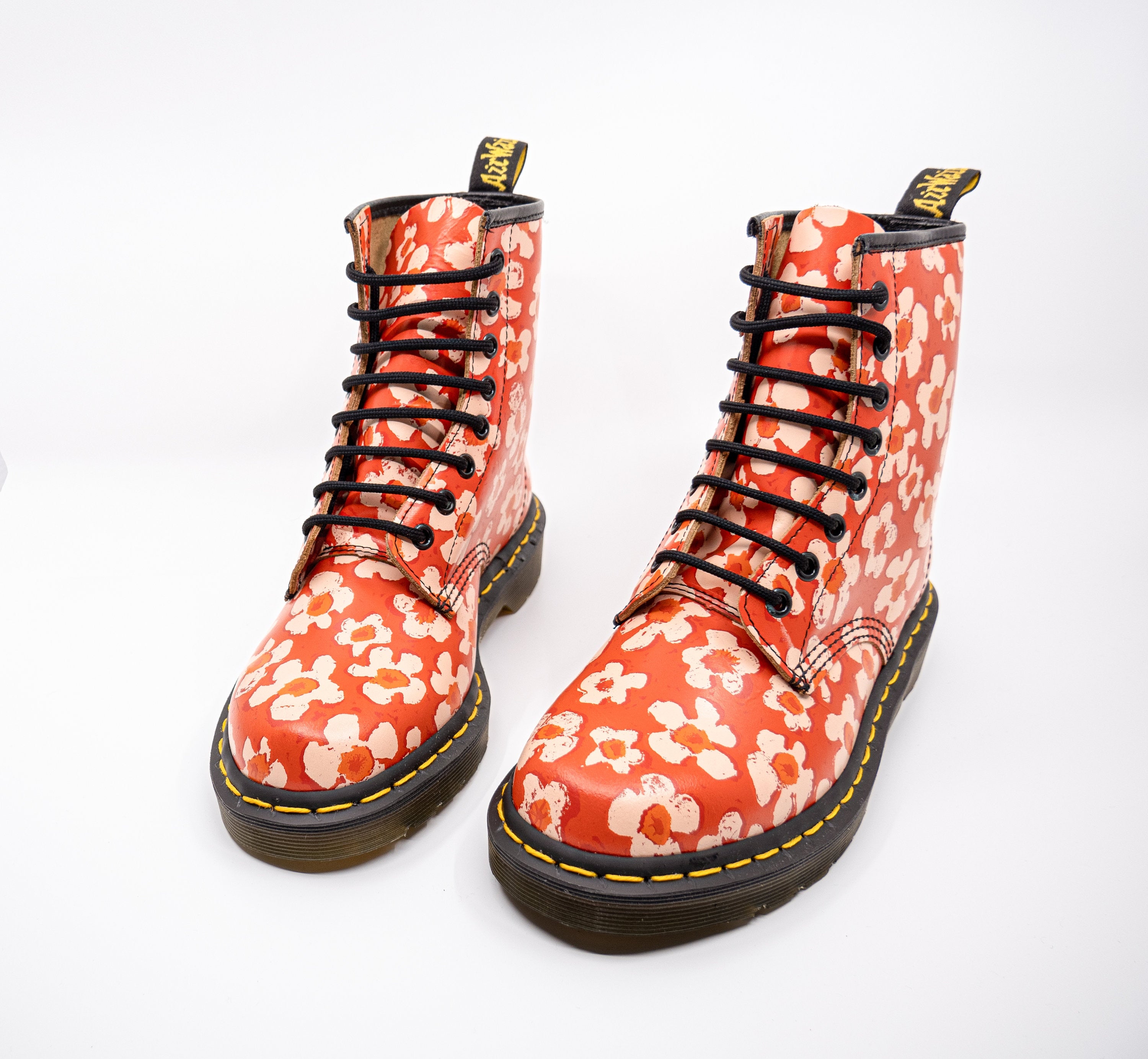 Dr Martens Floral, Leather Boots, Womens Ankle Boots / Pattern Printed ...