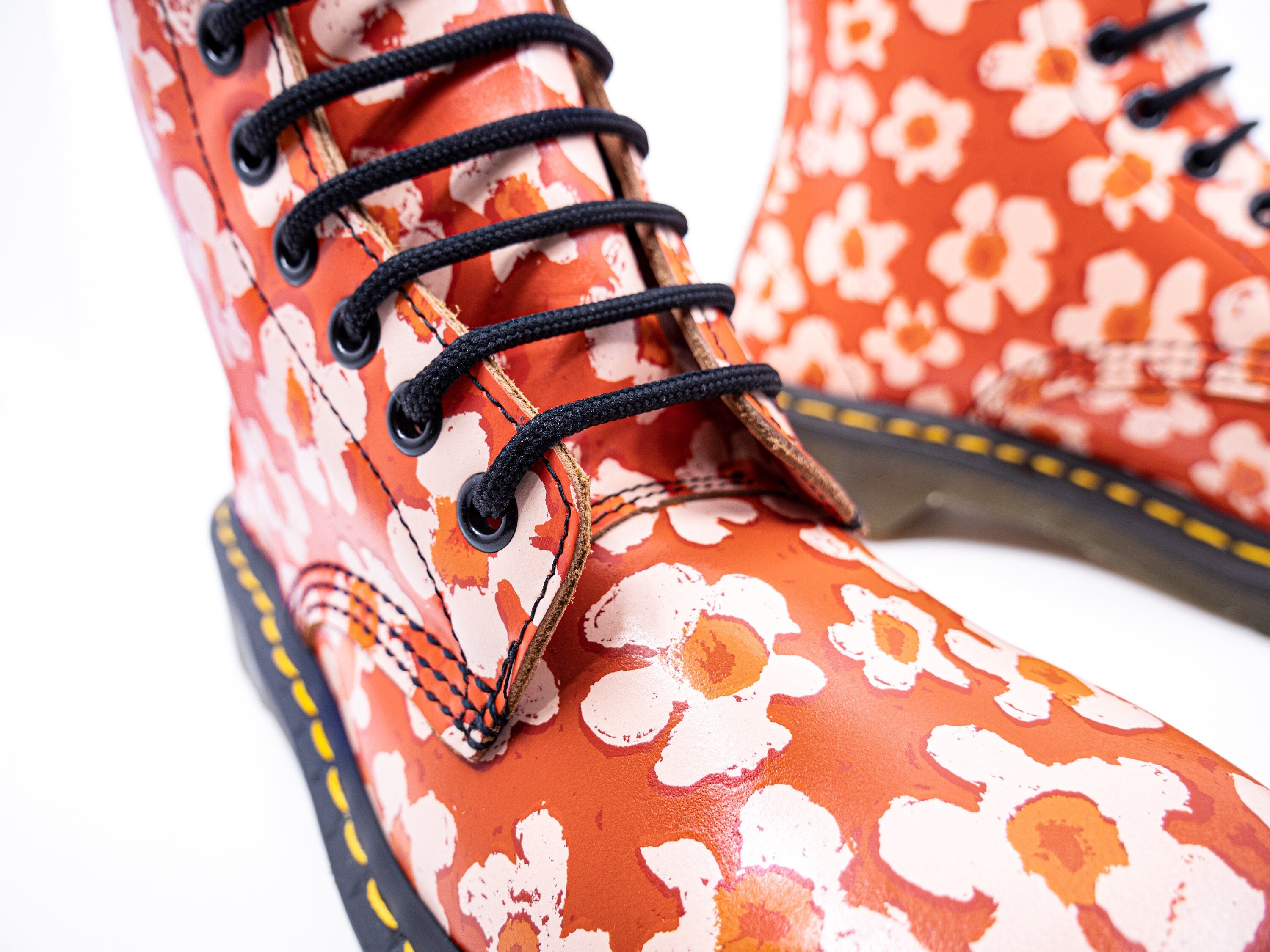 Dr Martens Floral, Leather Boots, Womens Ankle Boots / Pattern Printed ...