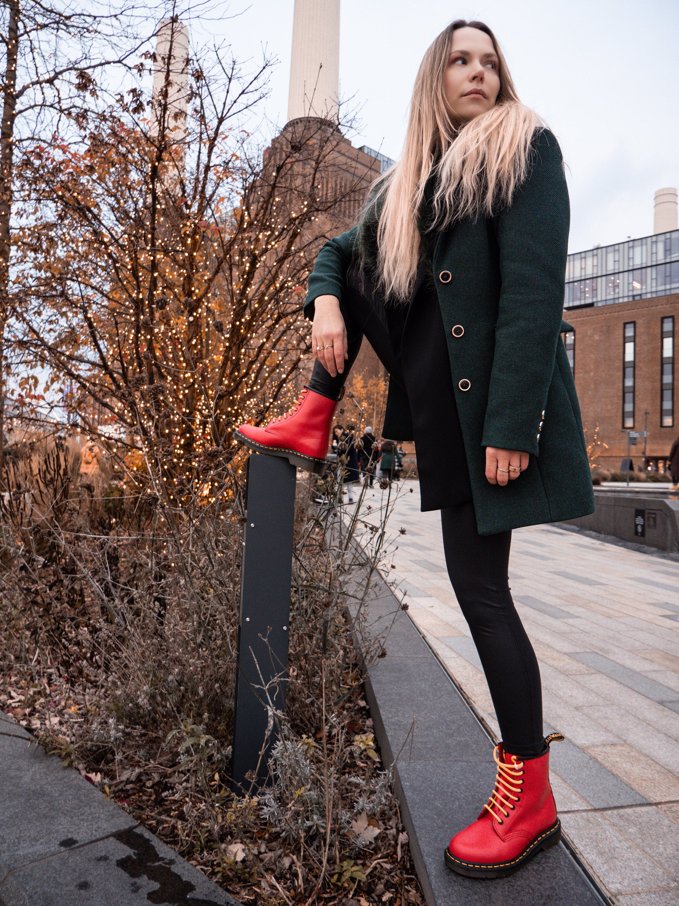 Dr Martens Ankle Boots / Red Winter Boots / Womens Leather Boots