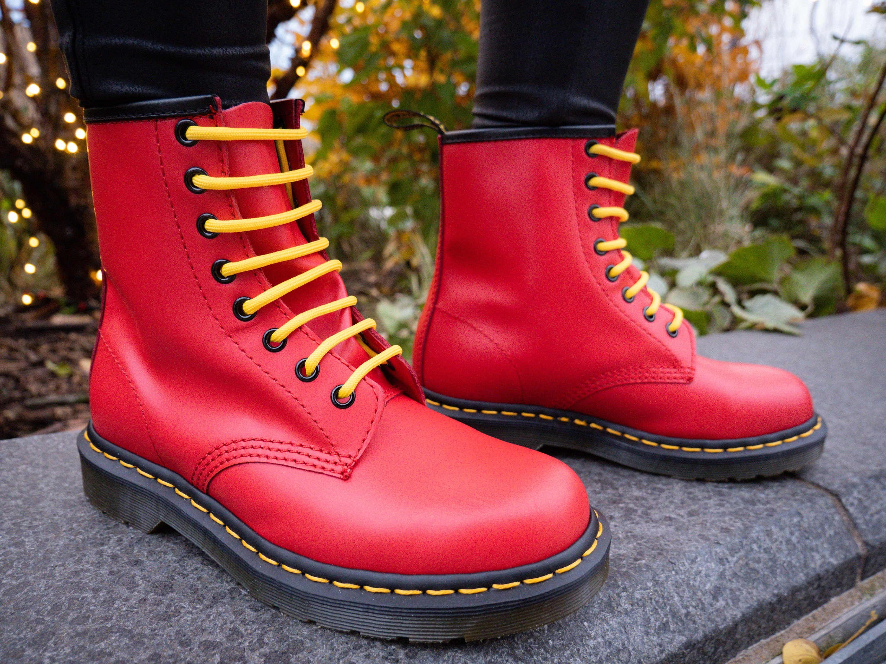 Dr Martens Ankle Boots / Red Winter Boots / Womens Leather Boots