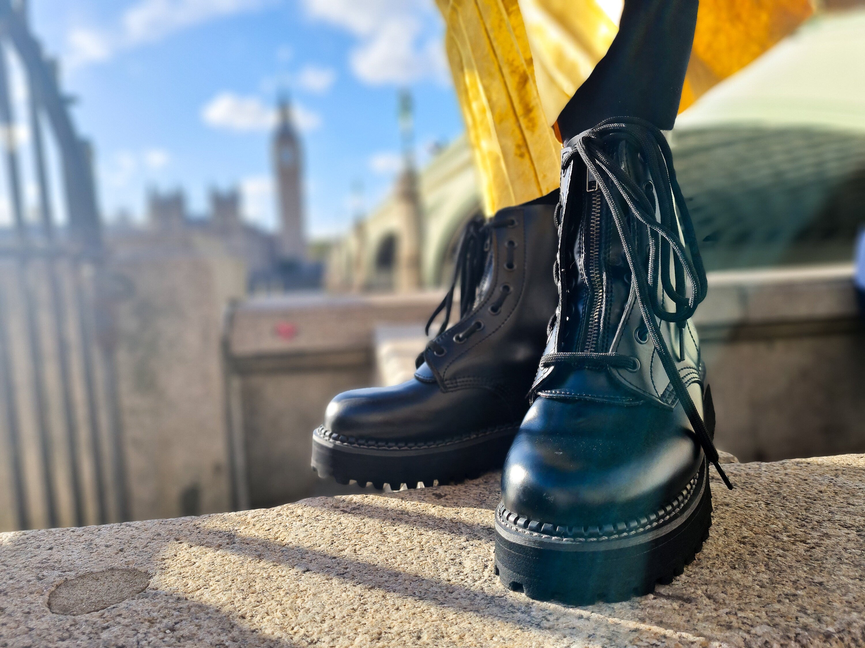 Grinders Black Boots, Platform Sole, Zip and Lace, Goodyear Welted ...