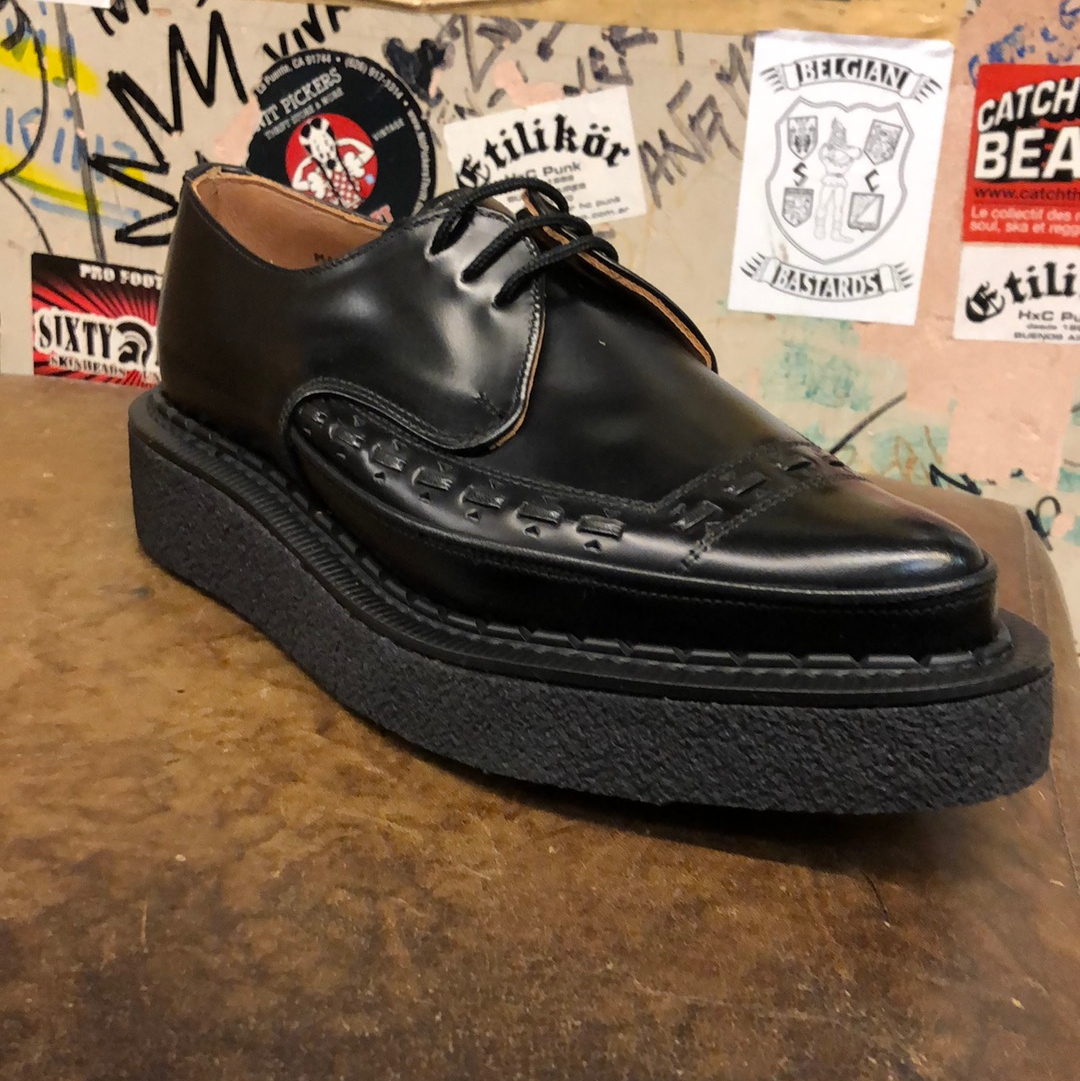 GEORGE COX - BLACK LEATHER POINTED TOE CREEPER (3705)