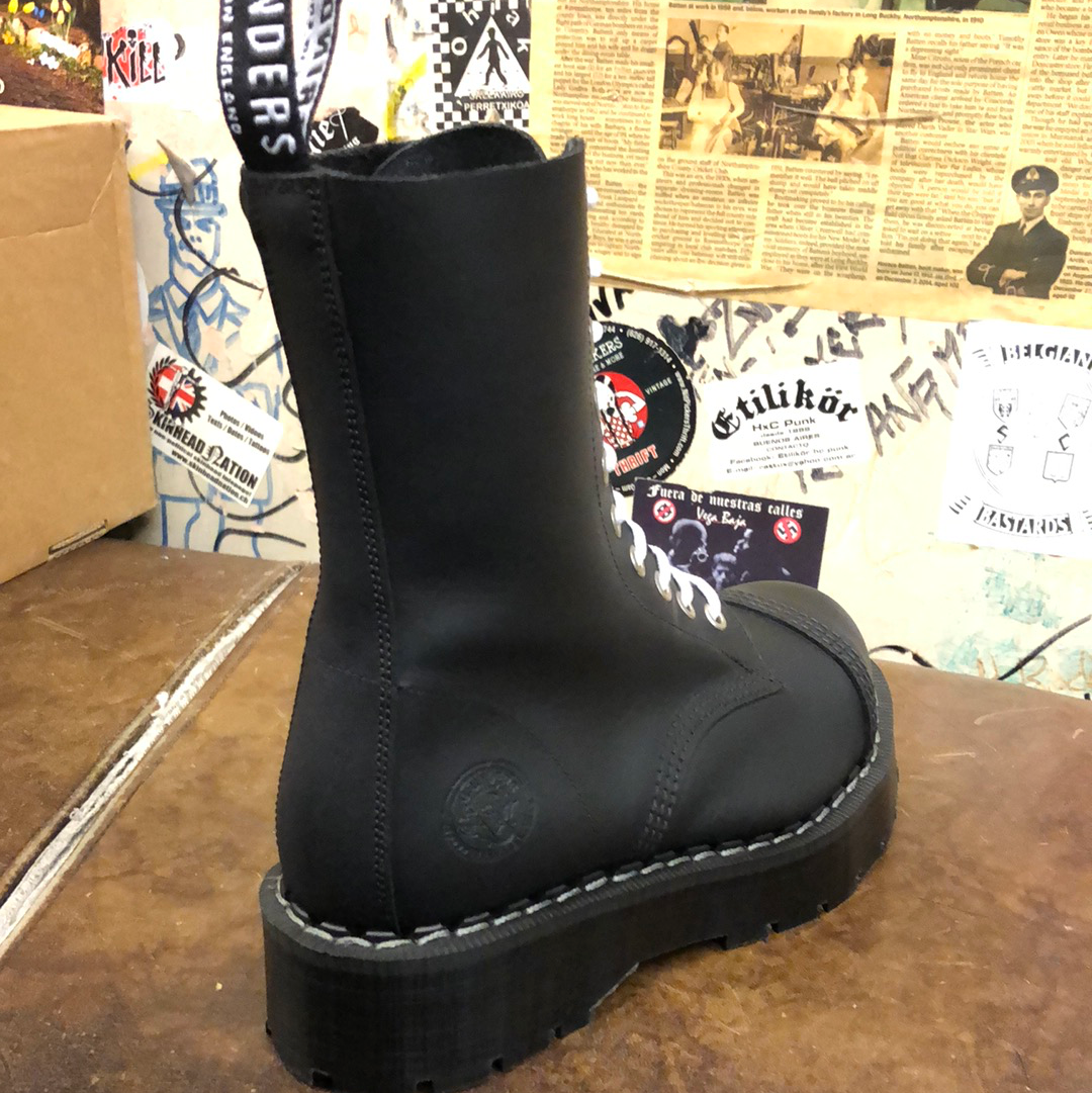 GRINDERS - BULLDOG X BLACK GREASY LEATHER BOOT WITH DOUBLE SOLE UNIT ...