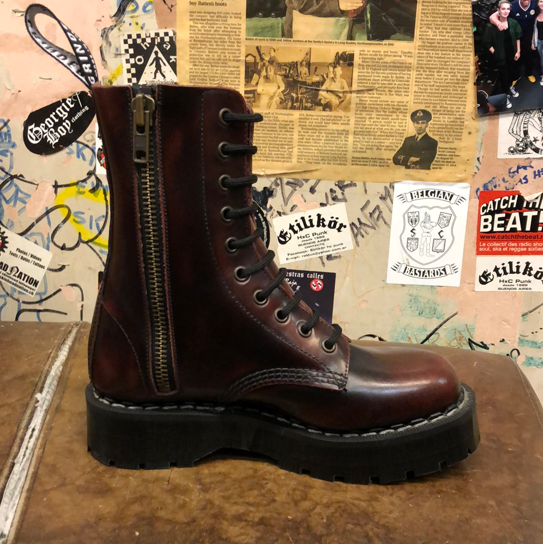 Grinders - Alice X Burgundy Rub Off Leather Boot With Double Sole Unit ...