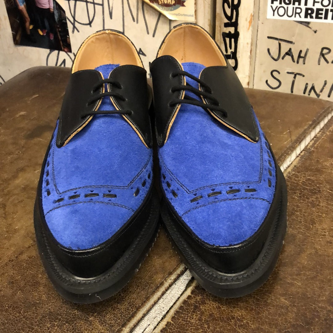 George Cox - Black Calf And Royal Blue Suede Polecat Shoe