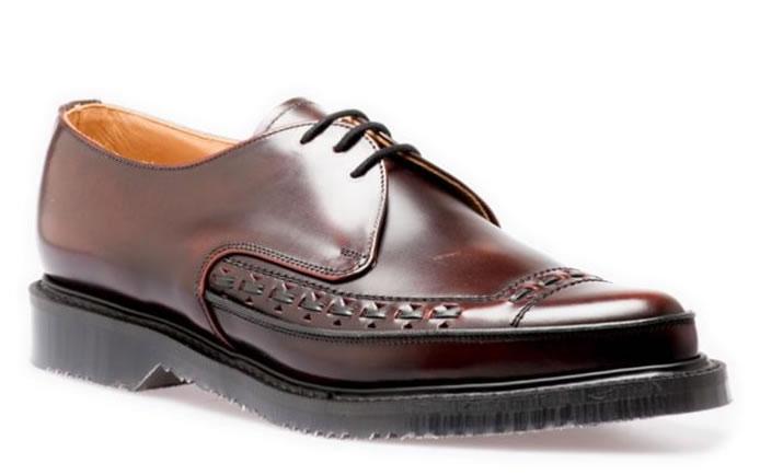 GEORGE COX - BURGUNDY RUB OFF INTERLACE GIBSON SHOE (4065)(3 EYELET)